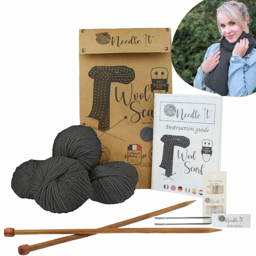 Needle it® kit tricot écharpe gris | Truffaut