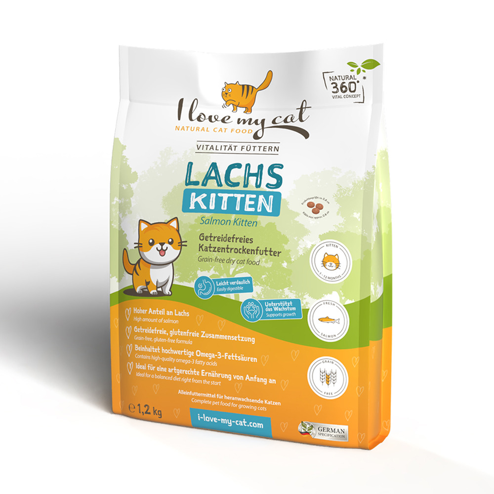 I love my cat croquettes sans céréales pour chatons au saumon - 1,2 kg ...