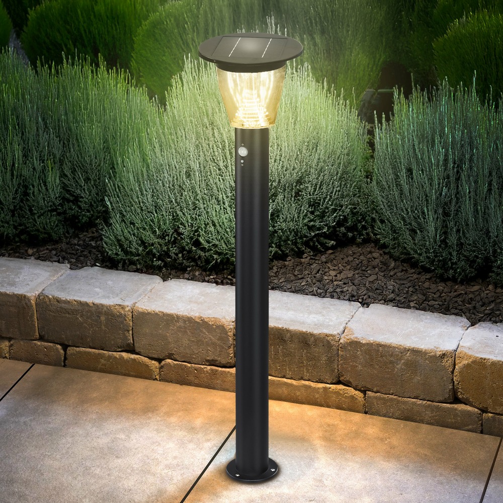 Esotec solar lampe de socle pesaro 95 cm avec capteur de mouvement ip44 ...