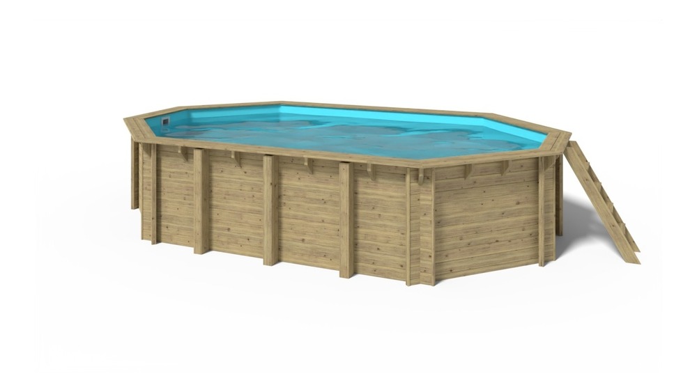 Piscine de jardin en bois - 6,57x4,07 x h.1,38 m - avec filtration et ...