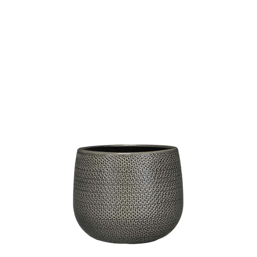 Mica decorations pot de fleurs gabriel - 18x18x16 cm - céramique - gris ...