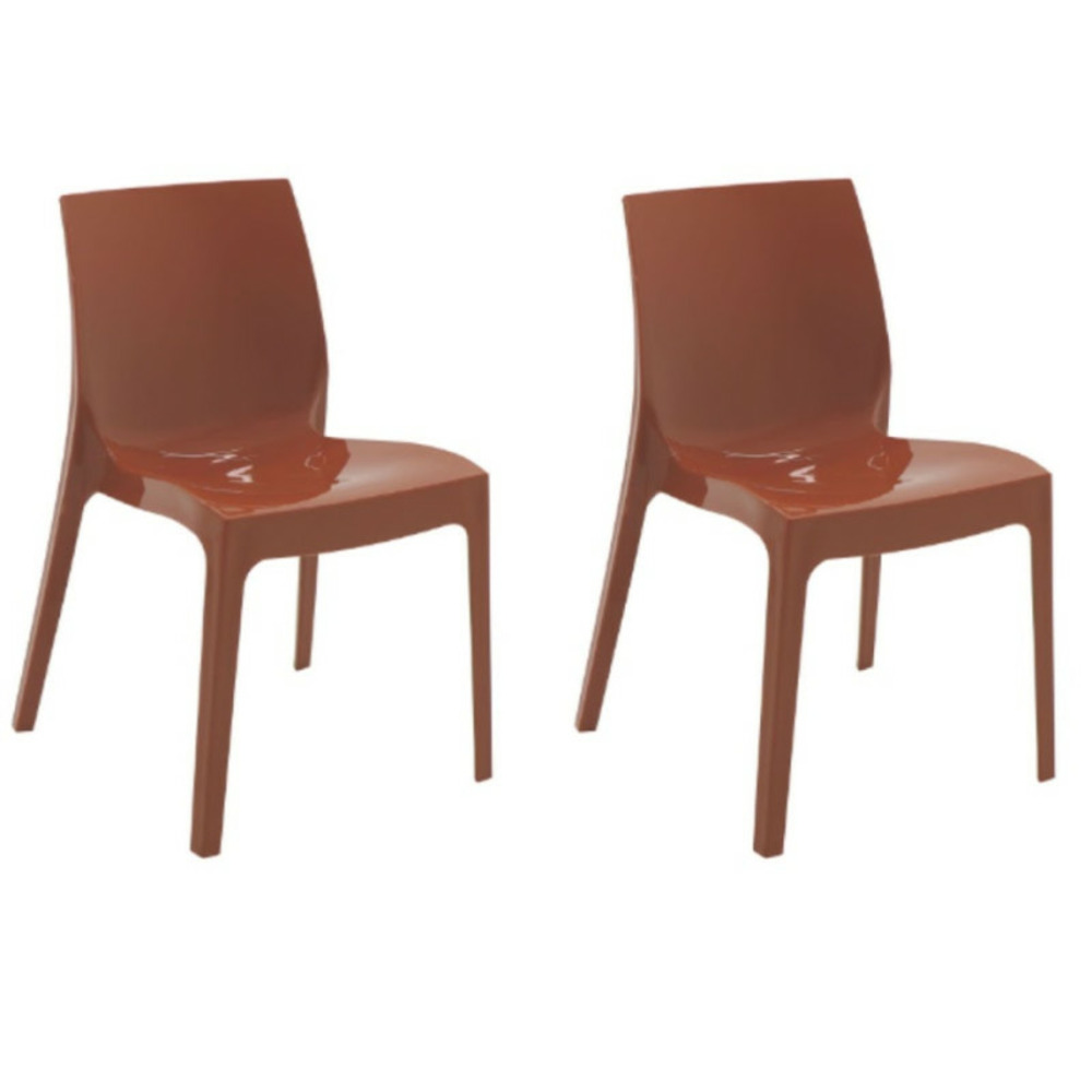 Lot 2 chaise alice 51x52cm h80cm. Polypropylène terracotta. | Truffaut