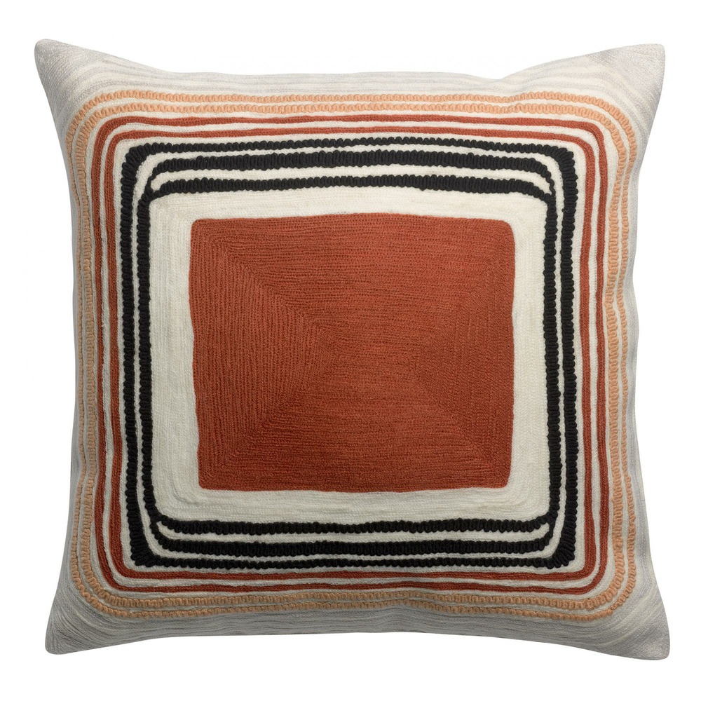 Coussin brodé cassie brique 45 x 45 cm | Truffaut