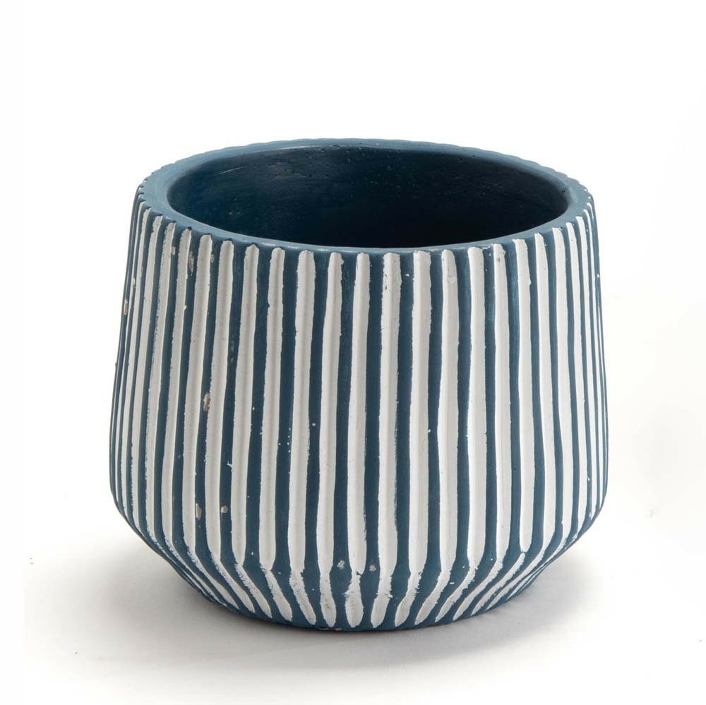 Petit cache pot bleu rayures | Truffaut