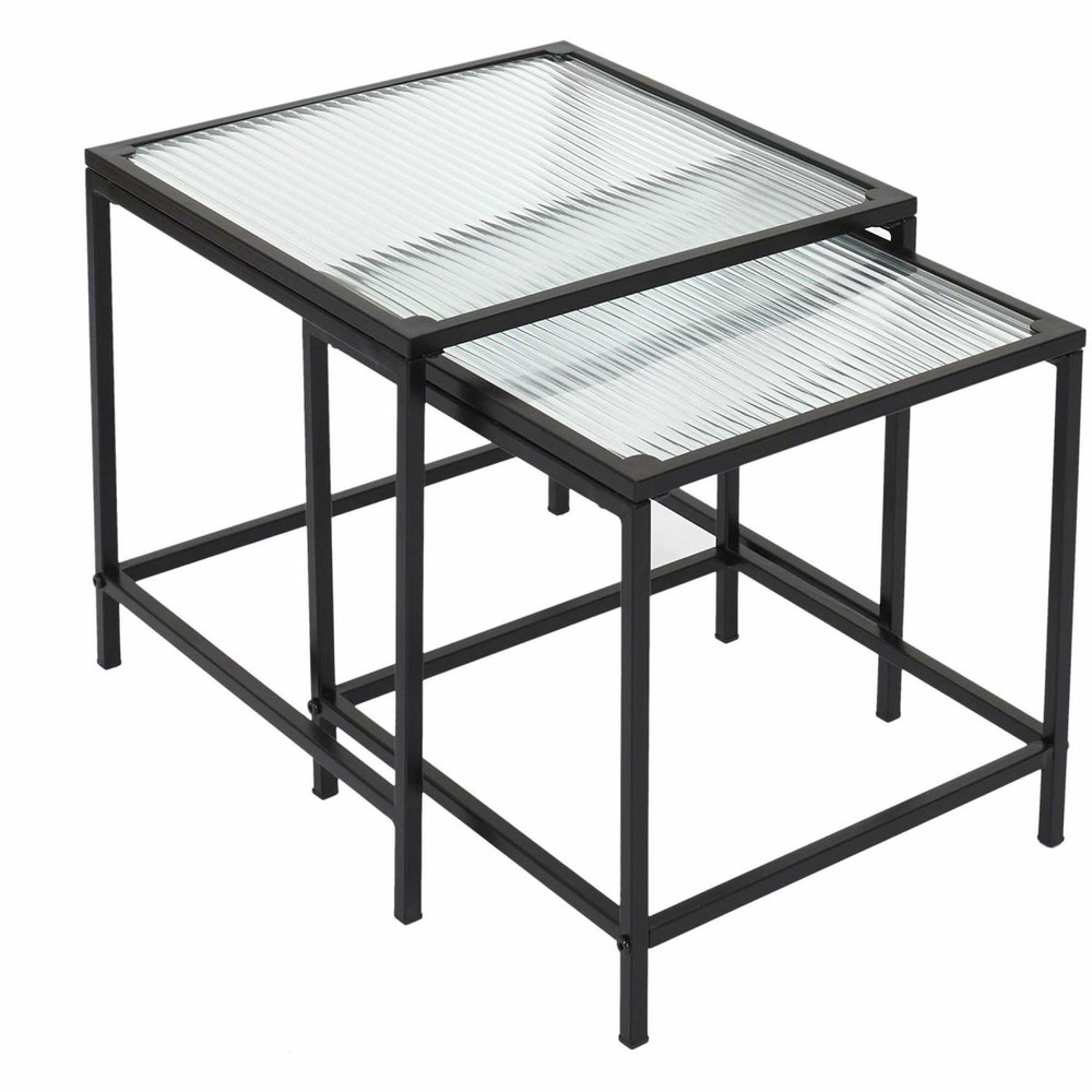Tables gigognes plateau en verre texturé rosa (lot de 2) | Truffaut