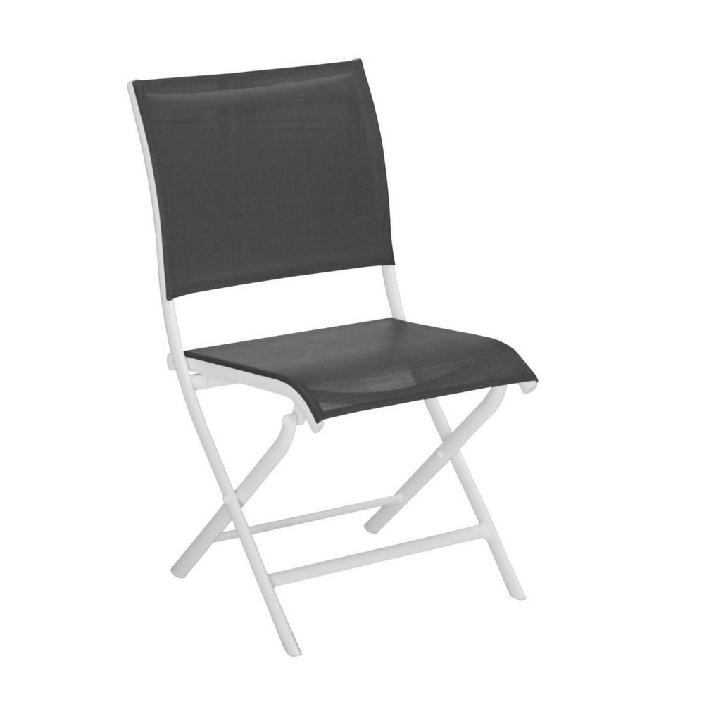 Lot de 2 chaises de jardin pliantes elégance - blanc/graphite - toile ...