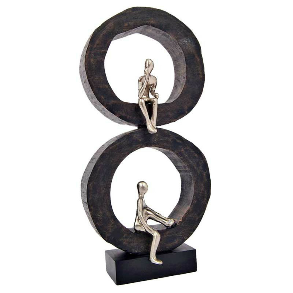 Statuette double cercles 2 personnes assises 41cm | Truffaut