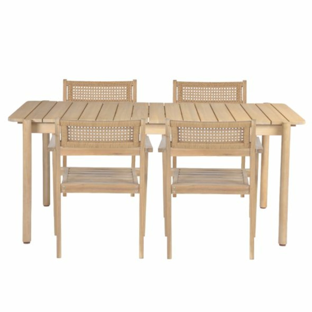 Ensemble table samoa en bois d'acacia fsc 180 cm et 4 fauteuils de ...