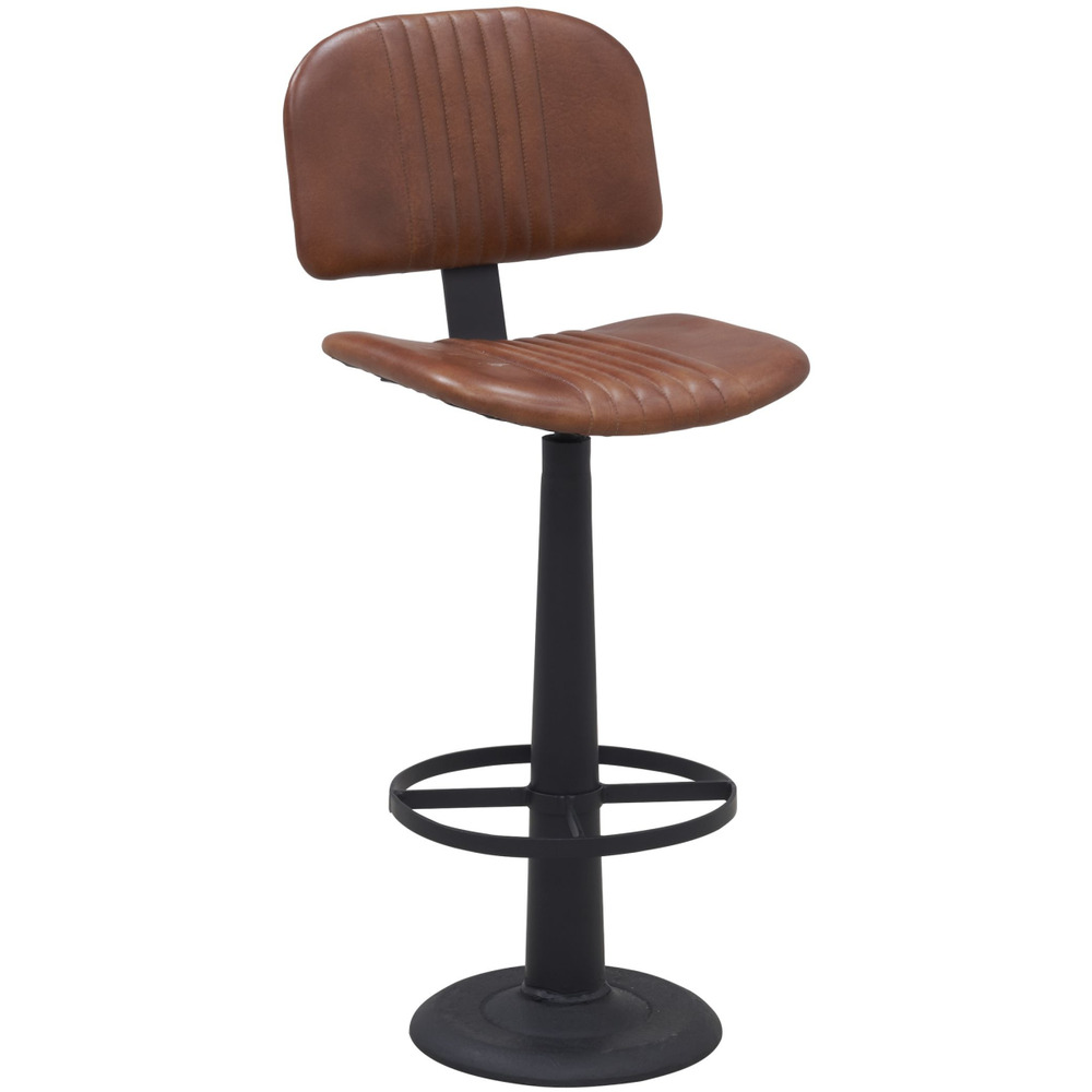 Tabouret barbier en cuir de buffle et métal | Truffaut