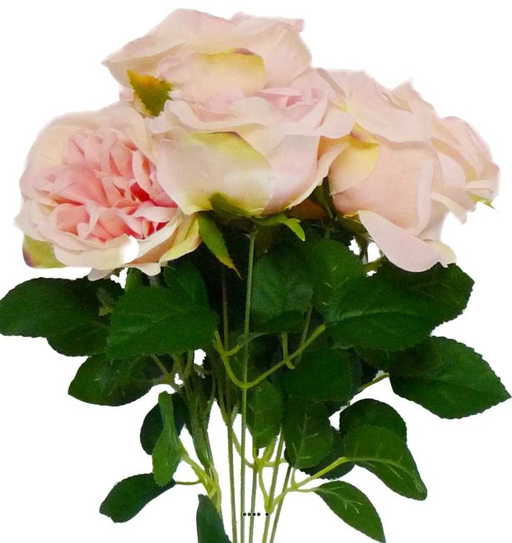 Bouquet de 7 Roses artificielles en piquet et feuillage Hauteur 42 cm ...