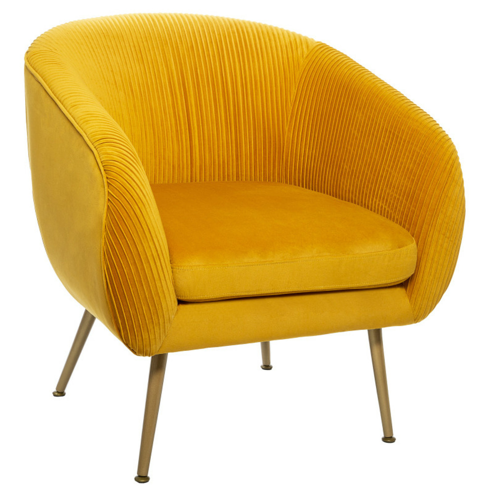 Fauteuil "solaro" en velours plissé atmosphera - ocre | Truffaut