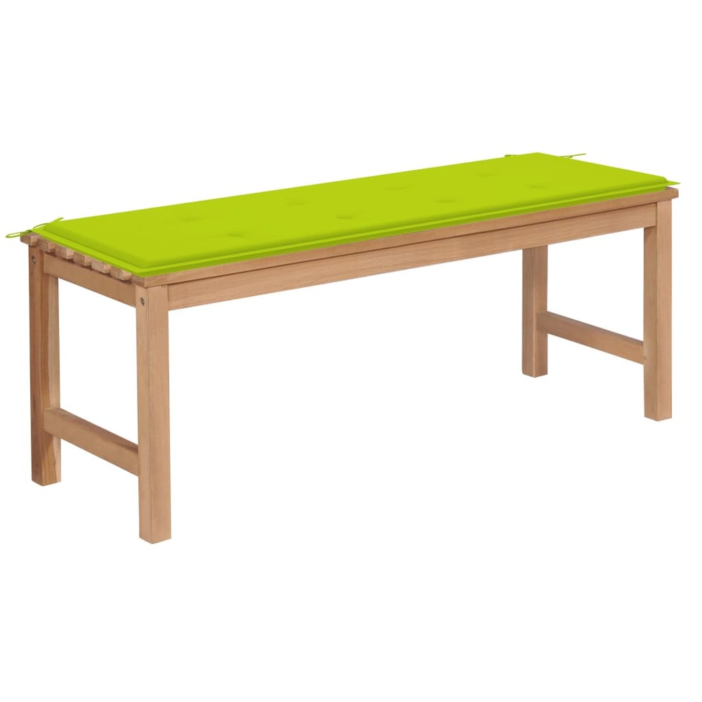 Banc de jardin avec coussin vert vif 120 cm bois de teck massif | Truffaut
