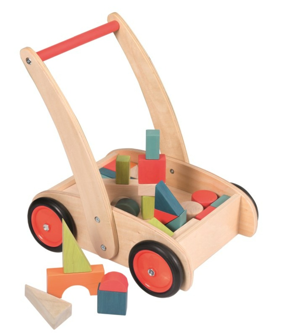 Chariot de marche avec blocs en bois Egmont Toys | Truffaut