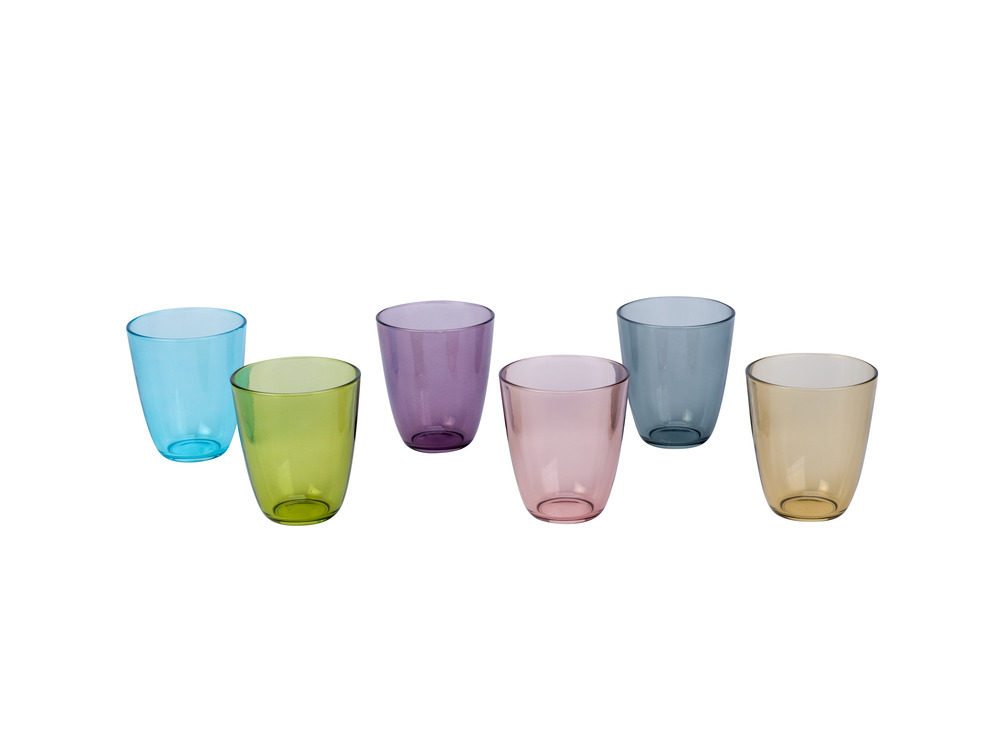 Lot de 6 verres à eau colorés assorties 31 cl | Truffaut