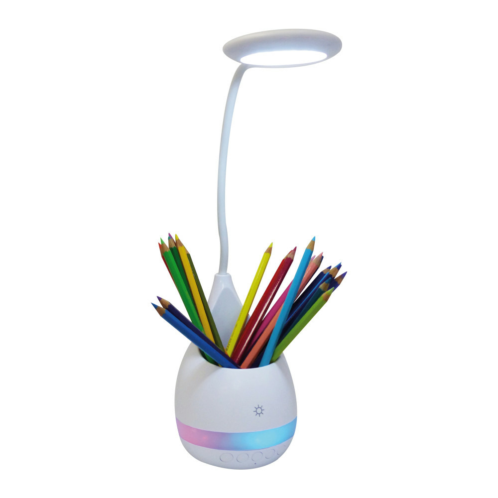 Lampe de bureau led hp bluetooth® avec micro intégré - blanche | Truffaut