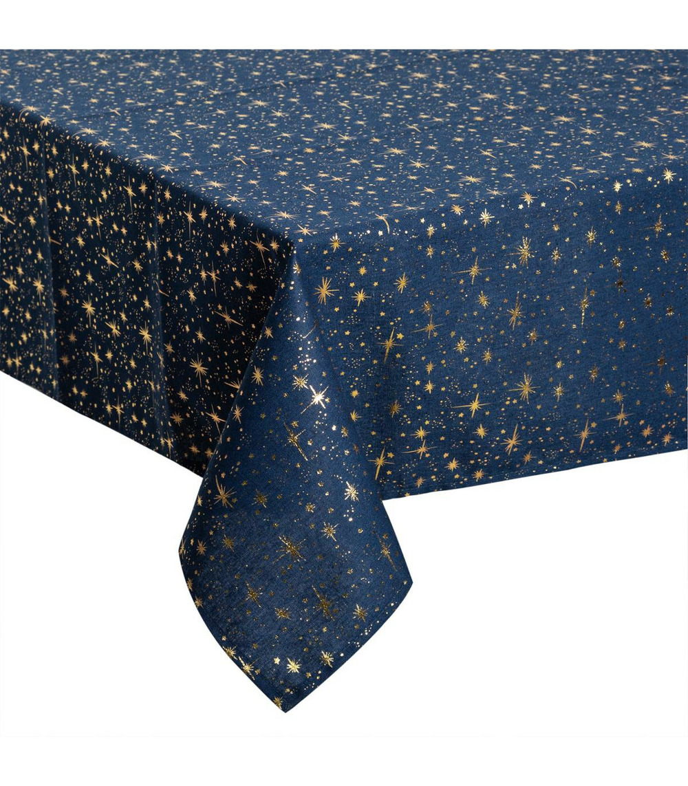 Nappe bleue nuit imprimé galaxy or 140 x 360 cm | Truffaut