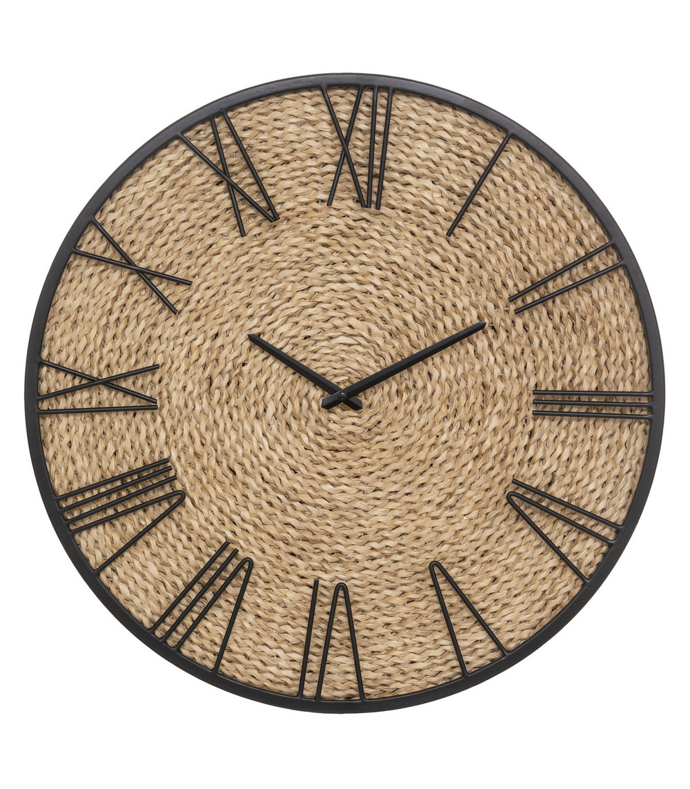 Pendule murale originale en métal et paille d 50 cm | Truffaut