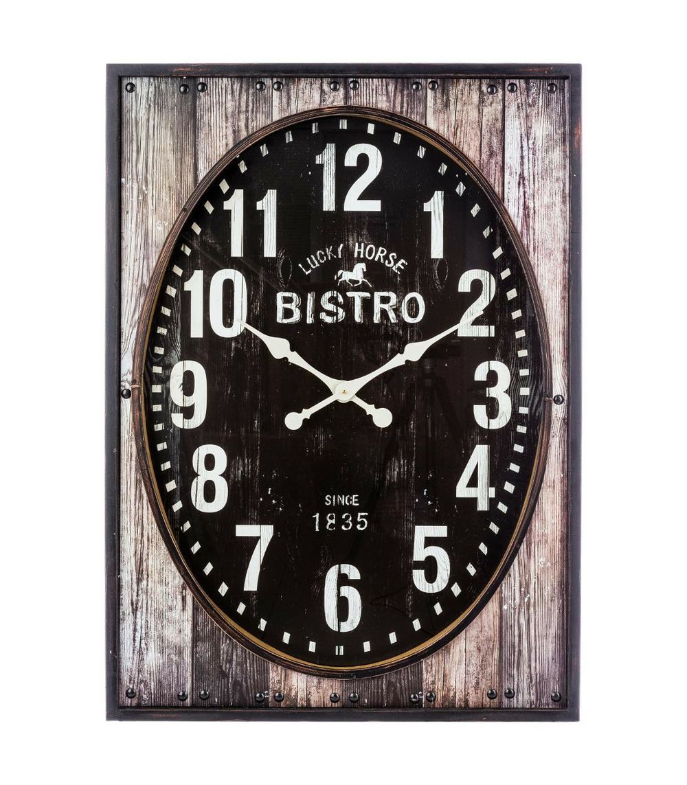 Grande pendule murale ovale et cadre bois h 100 cm | Truffaut