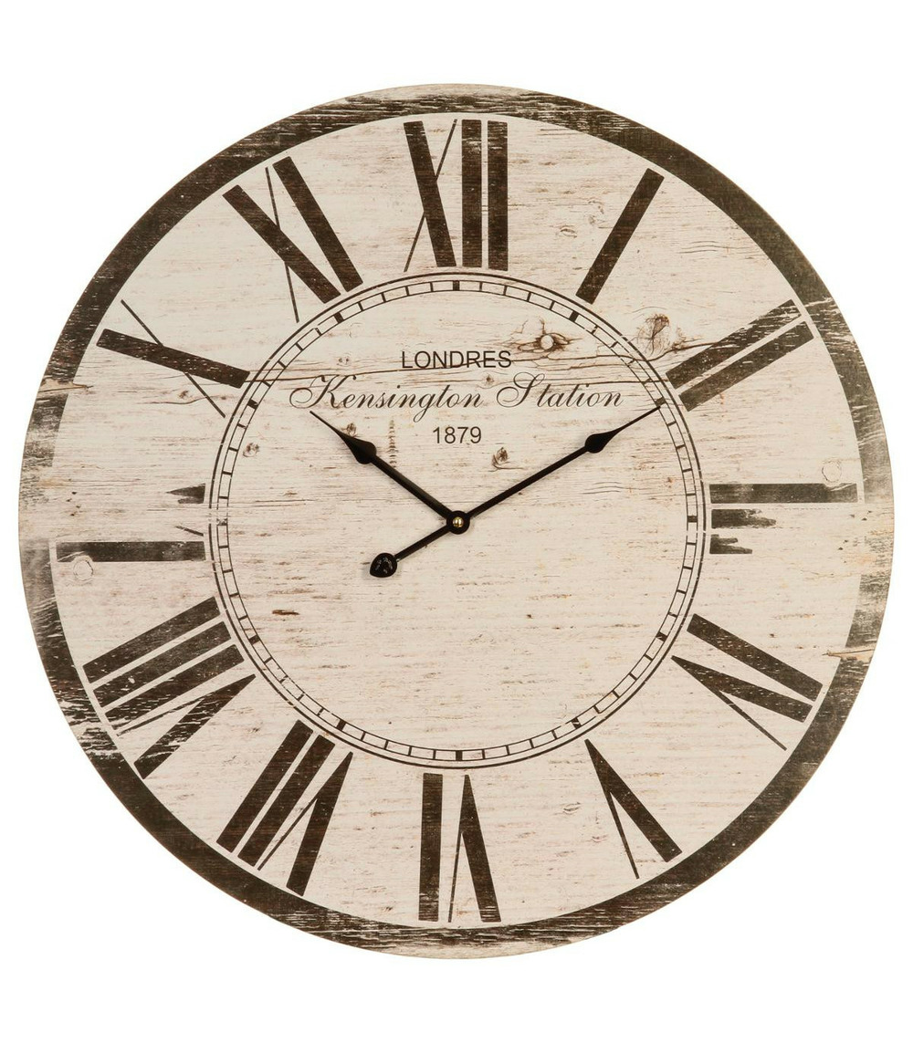 Pendule murale en bois vieilli d 60 cm | Truffaut