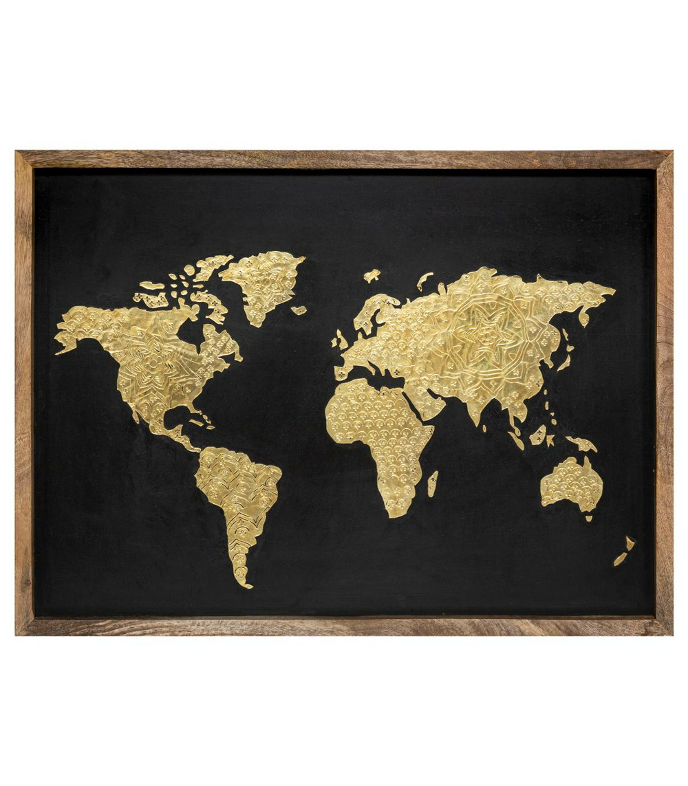 Décoration murale en métal et bois de manguier 78 x 58 cm | Truffaut