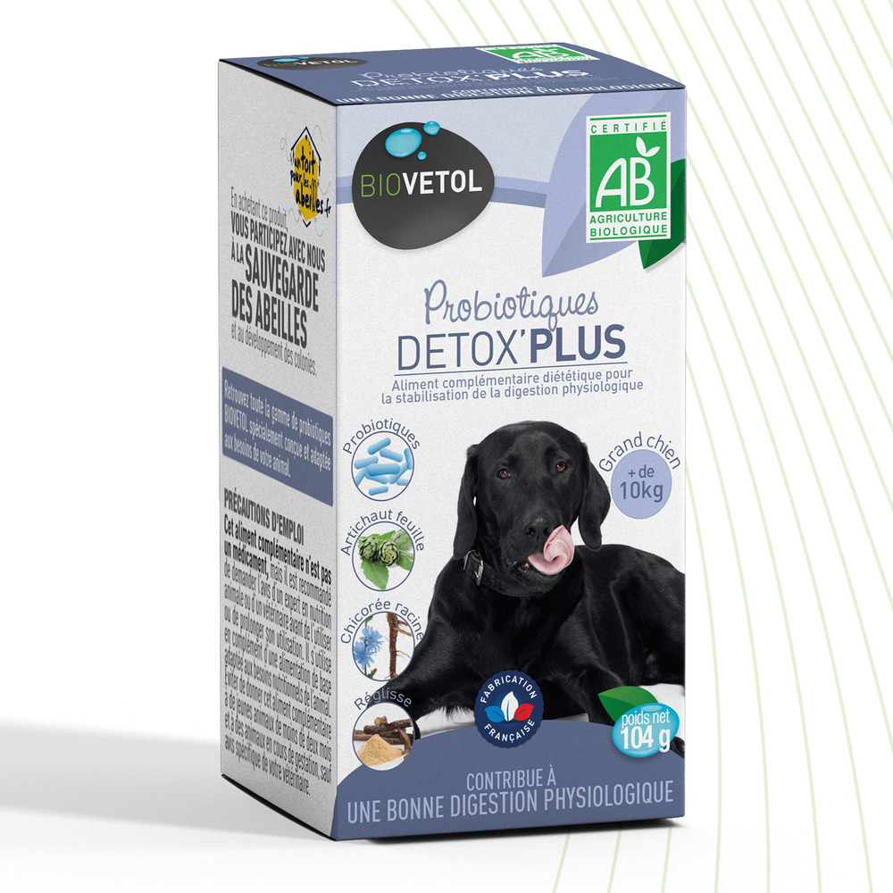 Probiotique chien bio detox'plus - complément alimentaire chien + 10 kg ...