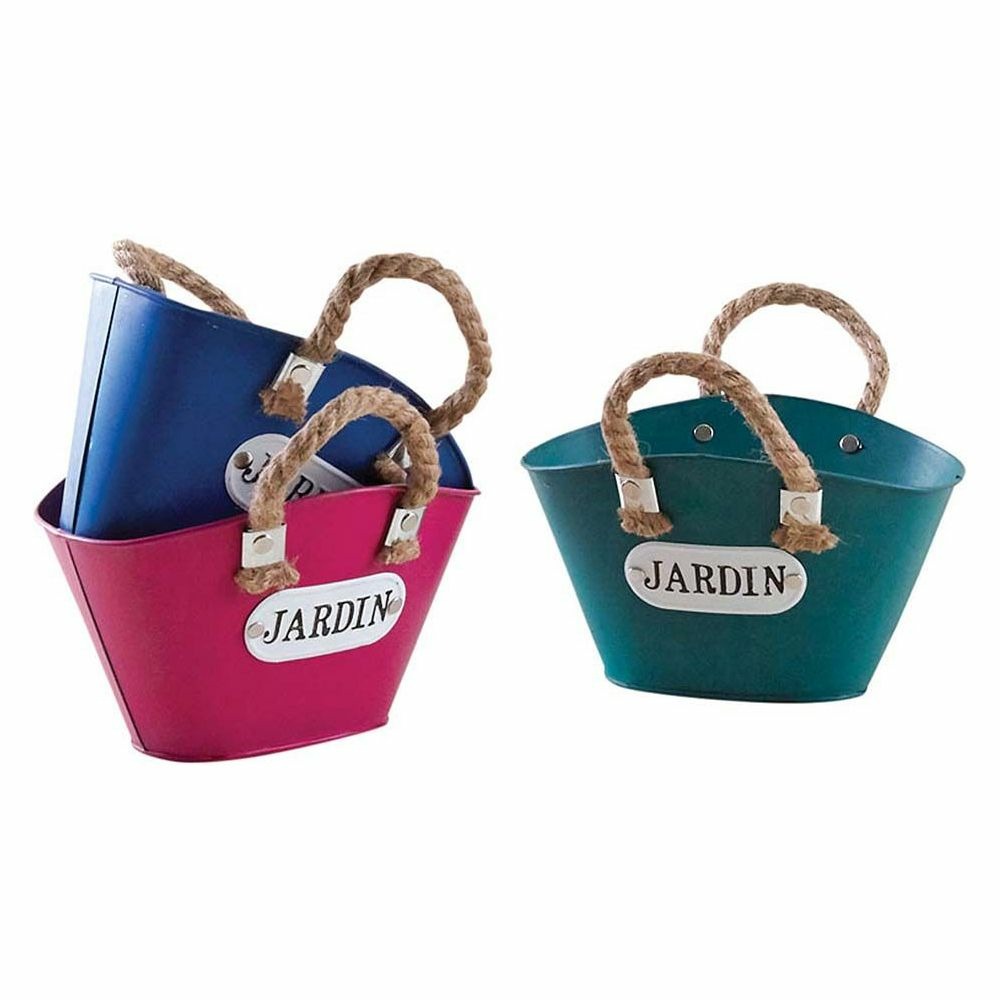 Panier en métal coloré 21 cm jardin (lot de 3) | Truffaut