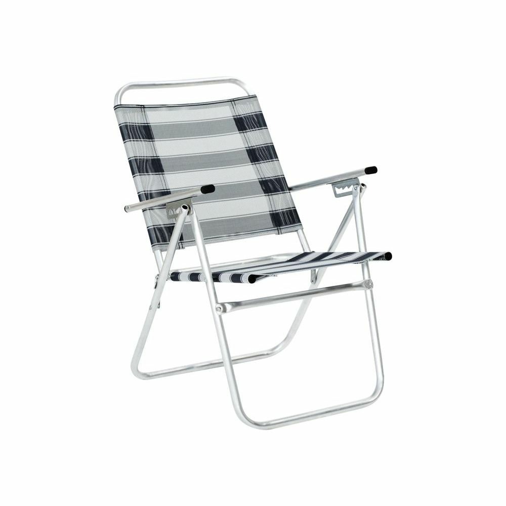 Fauteuil inclinable de plage en aluminium camelia rayé bleu | Truffaut