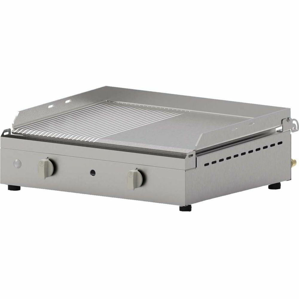 Plancha en inox lisse et rainurée chef 55 cm | Truffaut