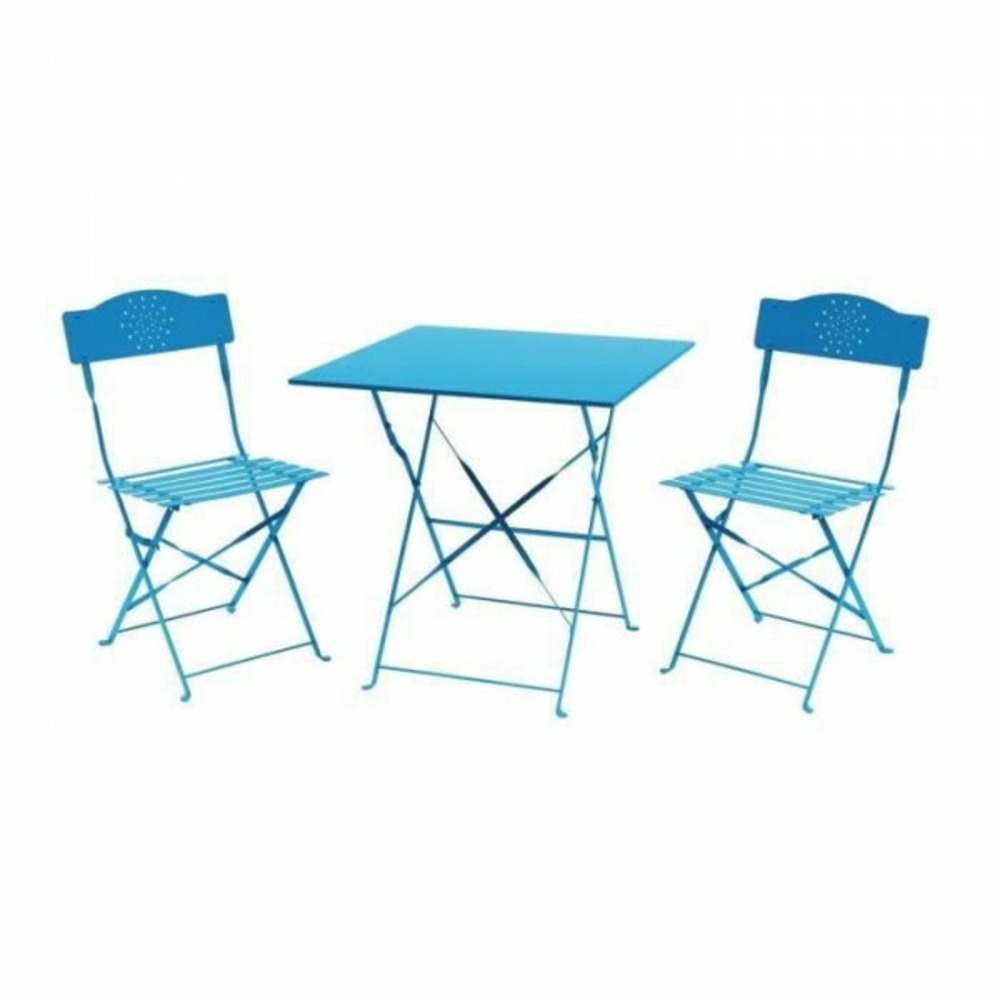 Set bistrot 2 personnes - table 70x70 cm + 2 chaises - acier ...