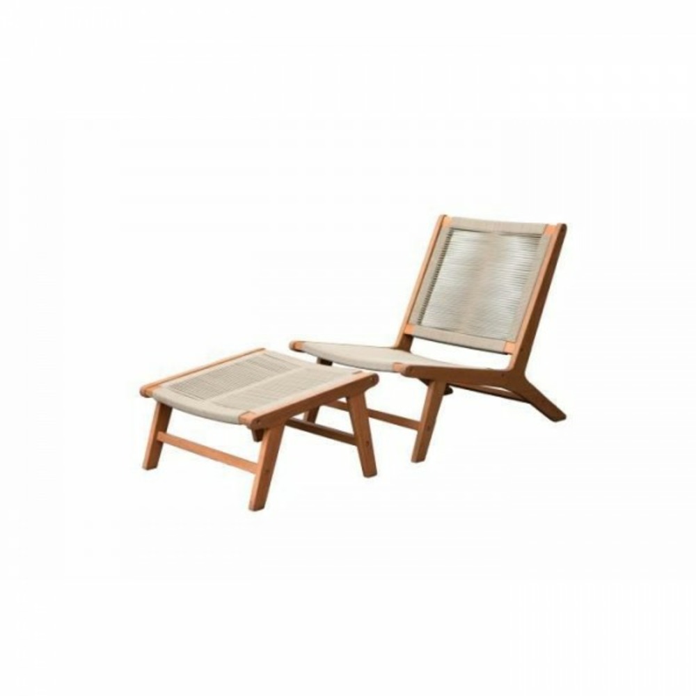 Transat fauteuil de jardin en bois d'eucalyptus fsc et corde avec ...