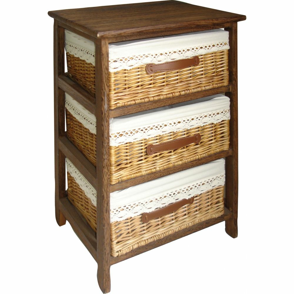 Commode 3 tiroirs osier et peuplier | Truffaut