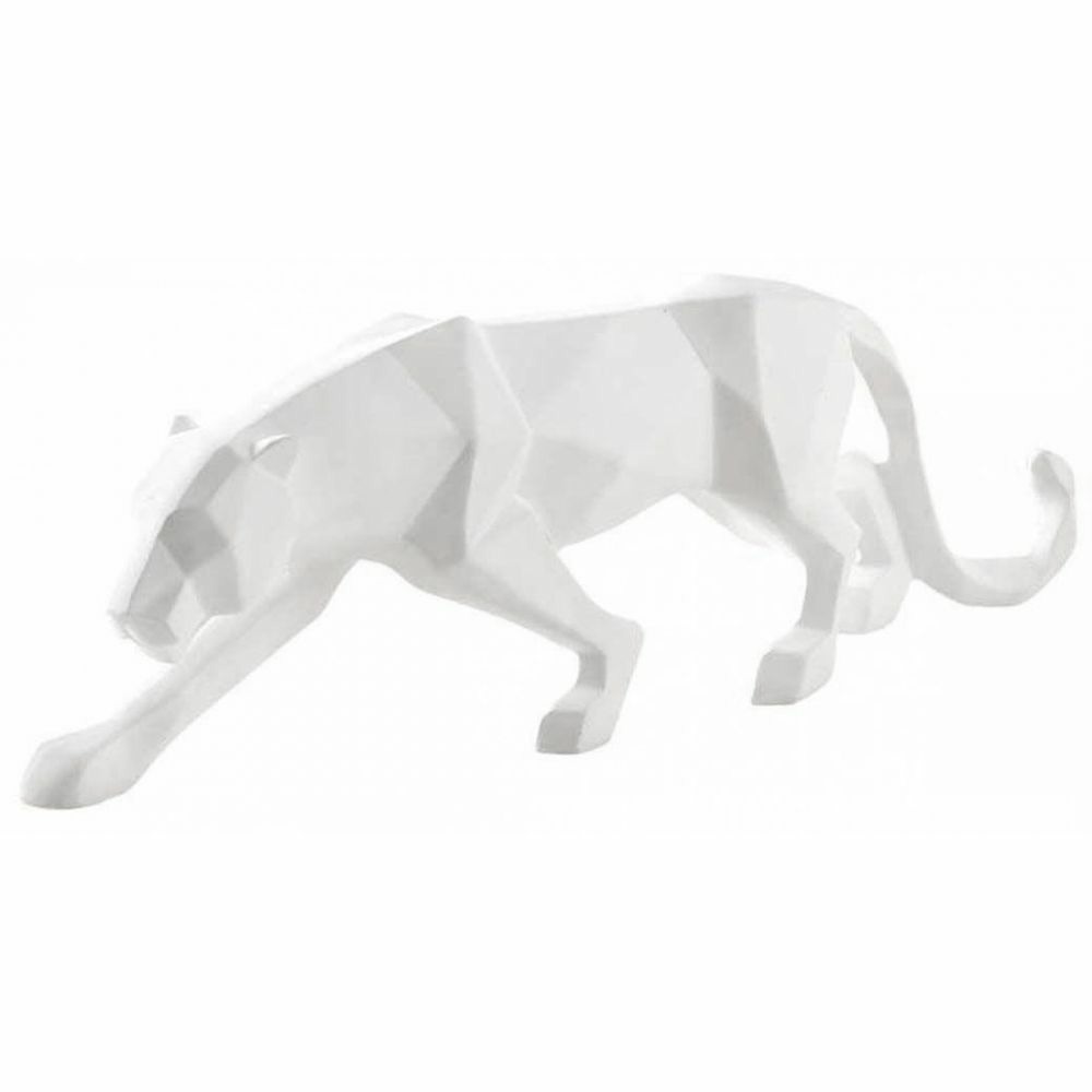 Léopard en résine blanche origami | Truffaut