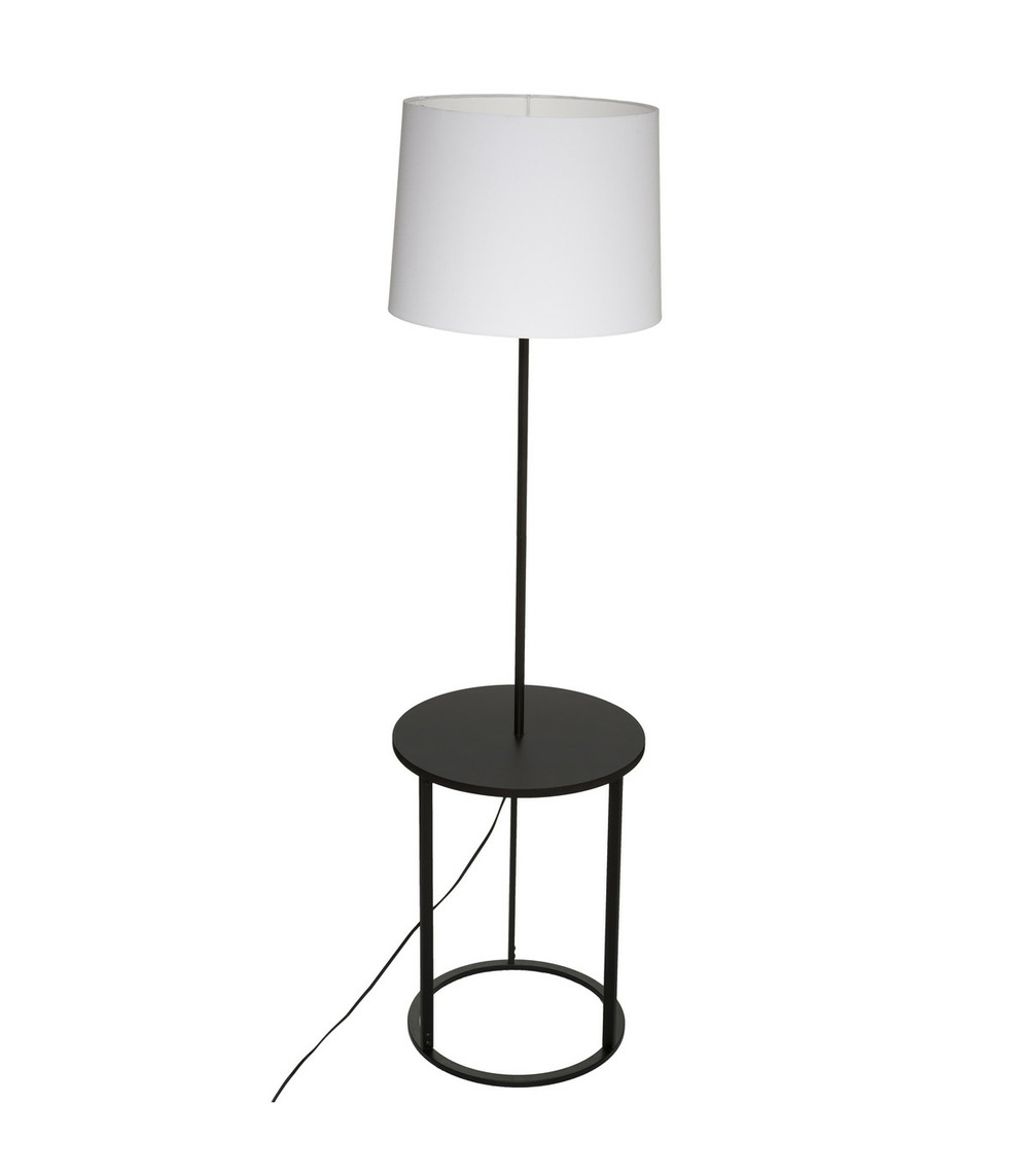 Lampadaire en métal noir avec tablette h 149 cm | Truffaut