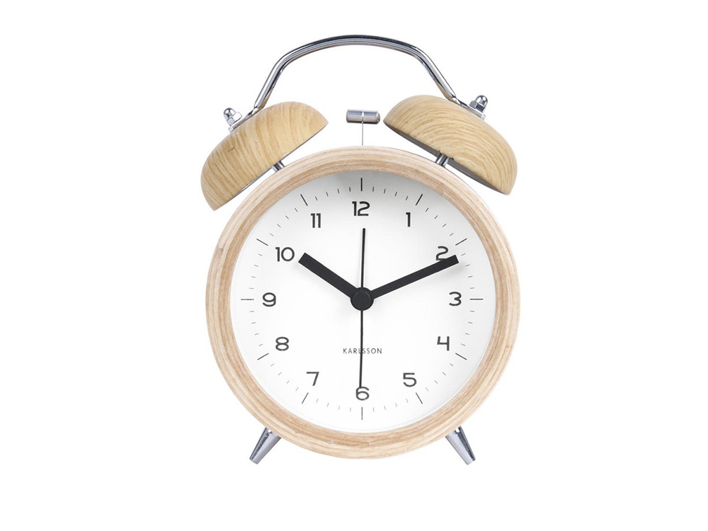 Réveil classic bell en bois h. 21 cm blanc | Truffaut