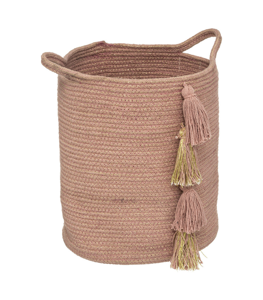 Panier de rangement déco en coton rose antique avec lurex doré et ...