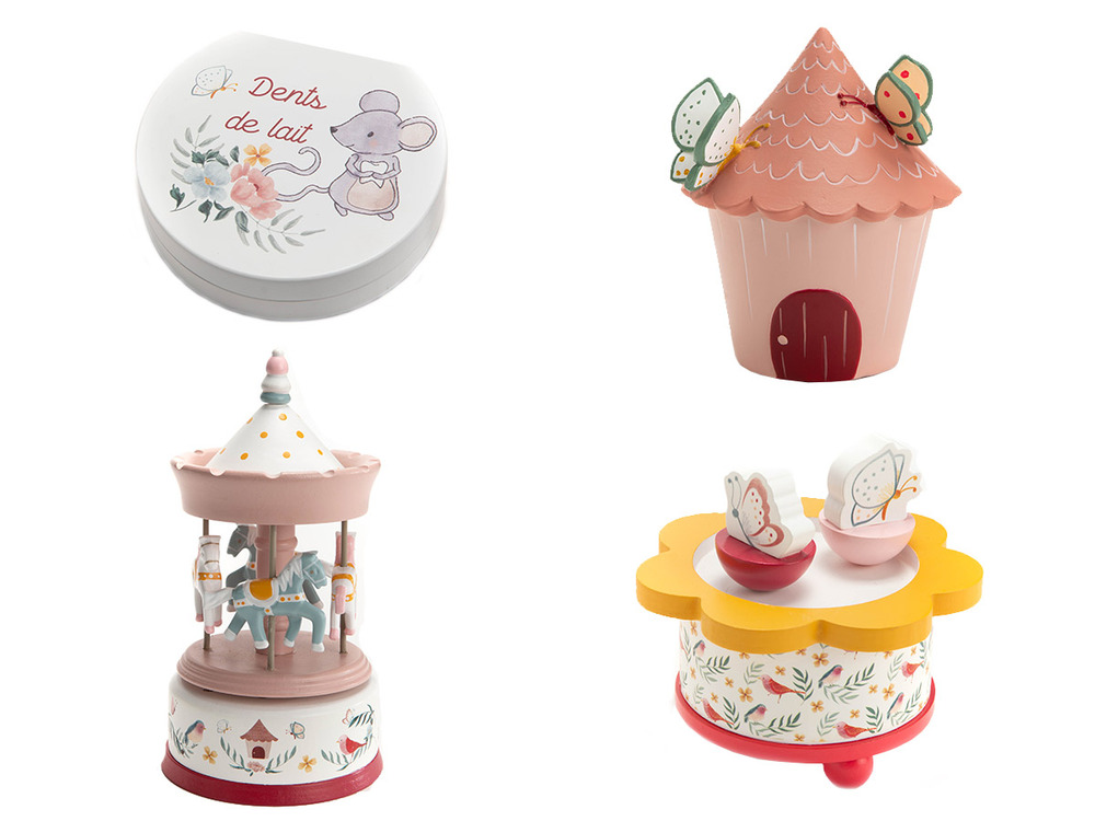 Carrousel musical enfant + boîte à musique culbuto + boîte à quenottes ...