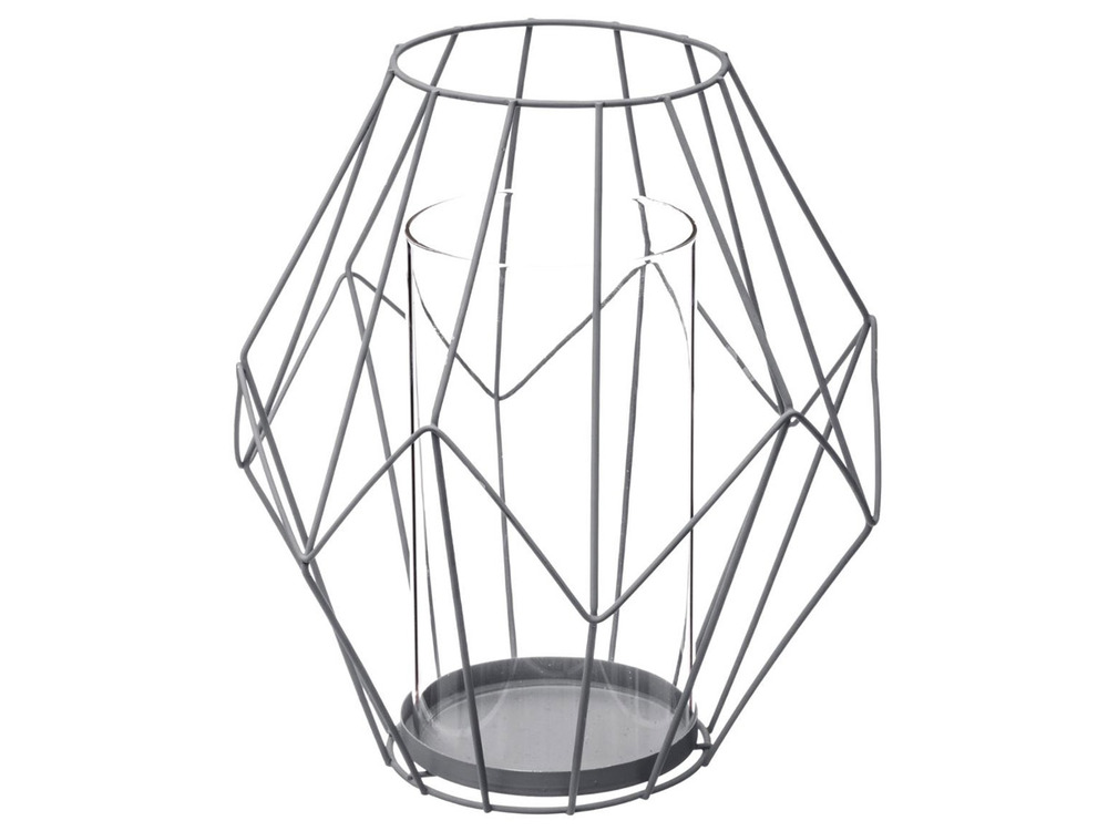 Photophore géométrique en métal - gris | Truffaut