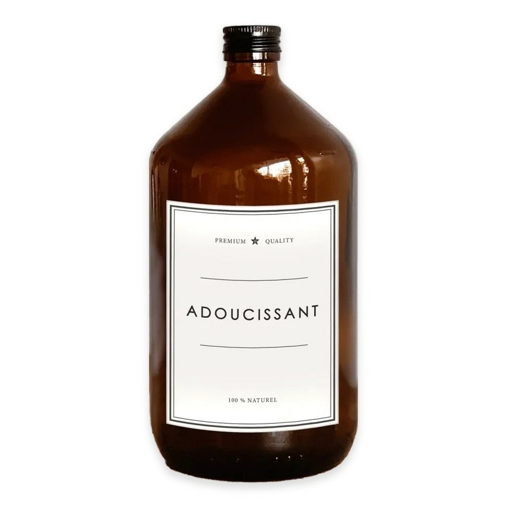 Flacon vide adoucissant 1 litre - verre ambré - bouchon noir | Truffaut