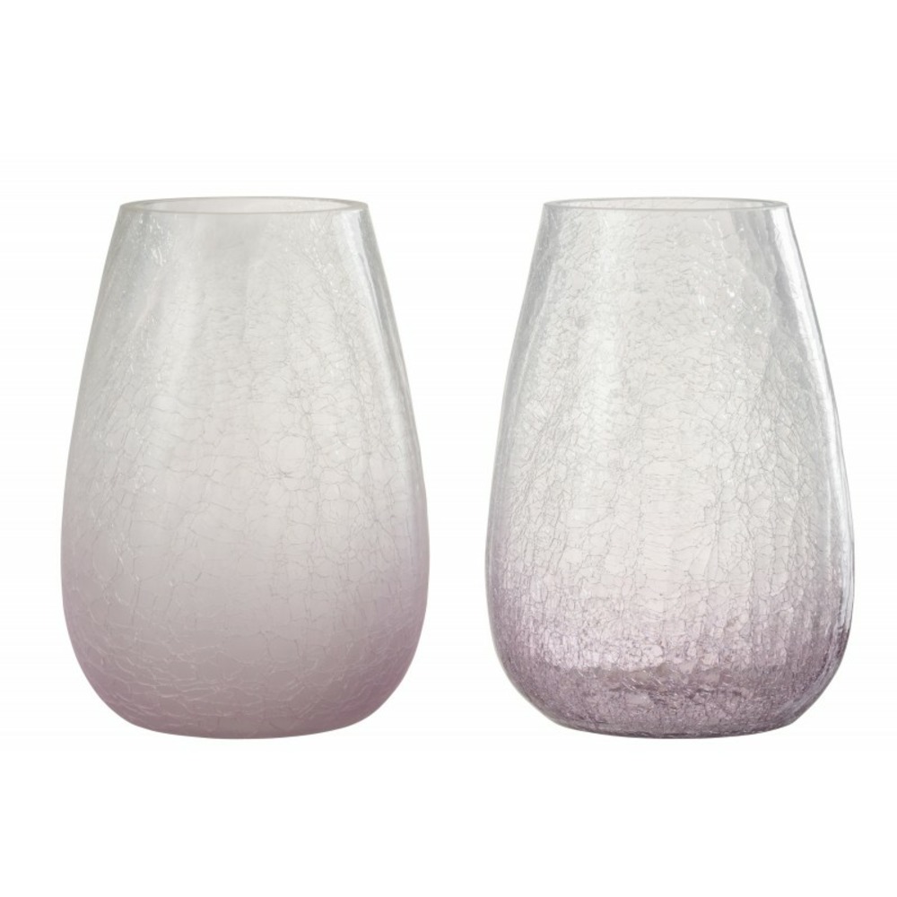 Set de 2 photophores en verre mauve 17x17x26.5 cm | Truffaut