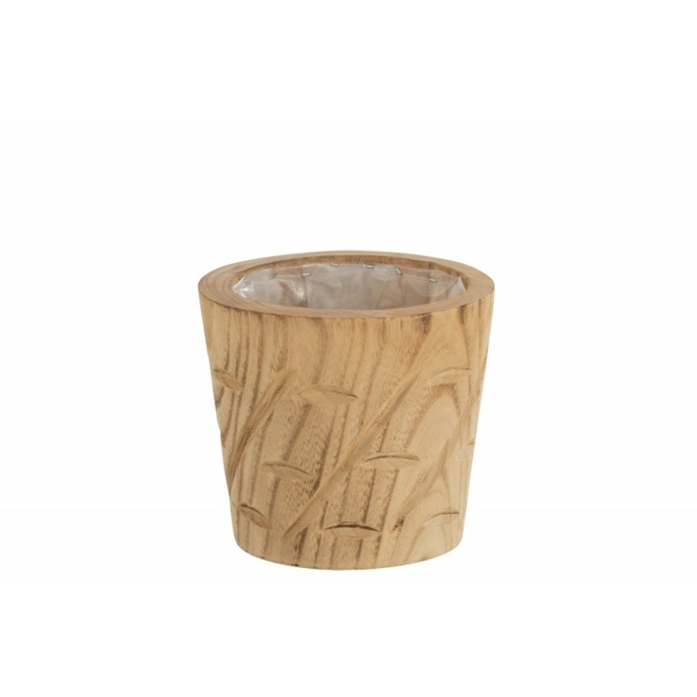 Cache-pot en bois naturel 15.5x15.5x14.5 cm | Truffaut