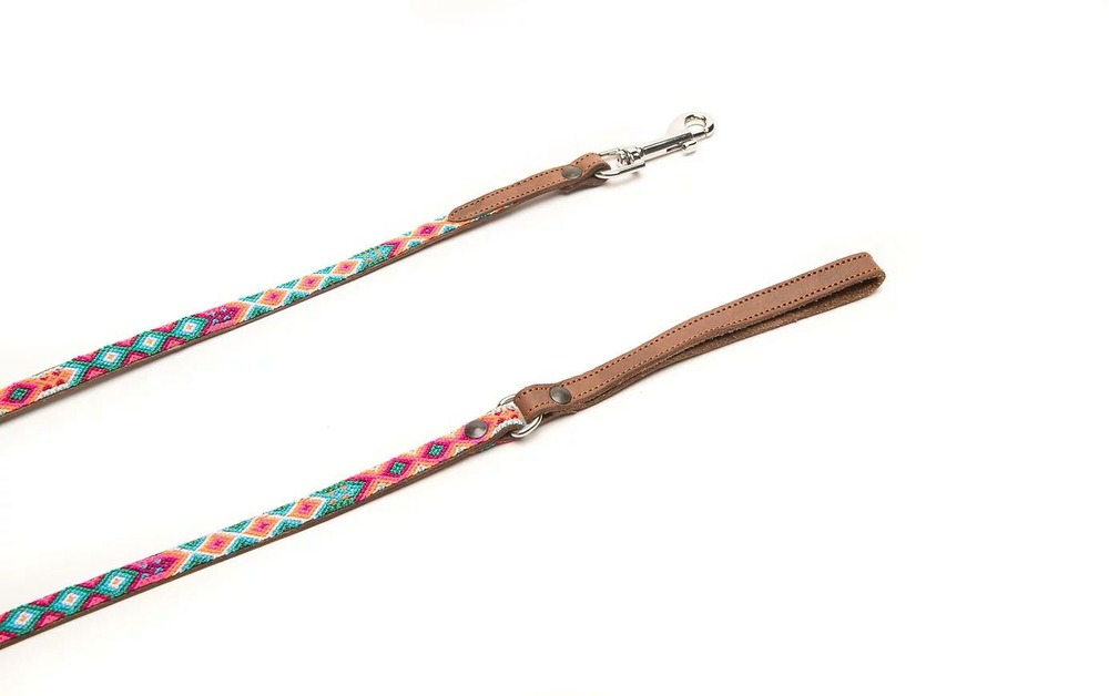 Laisse fine brodée sur cuir loreto | Truffaut