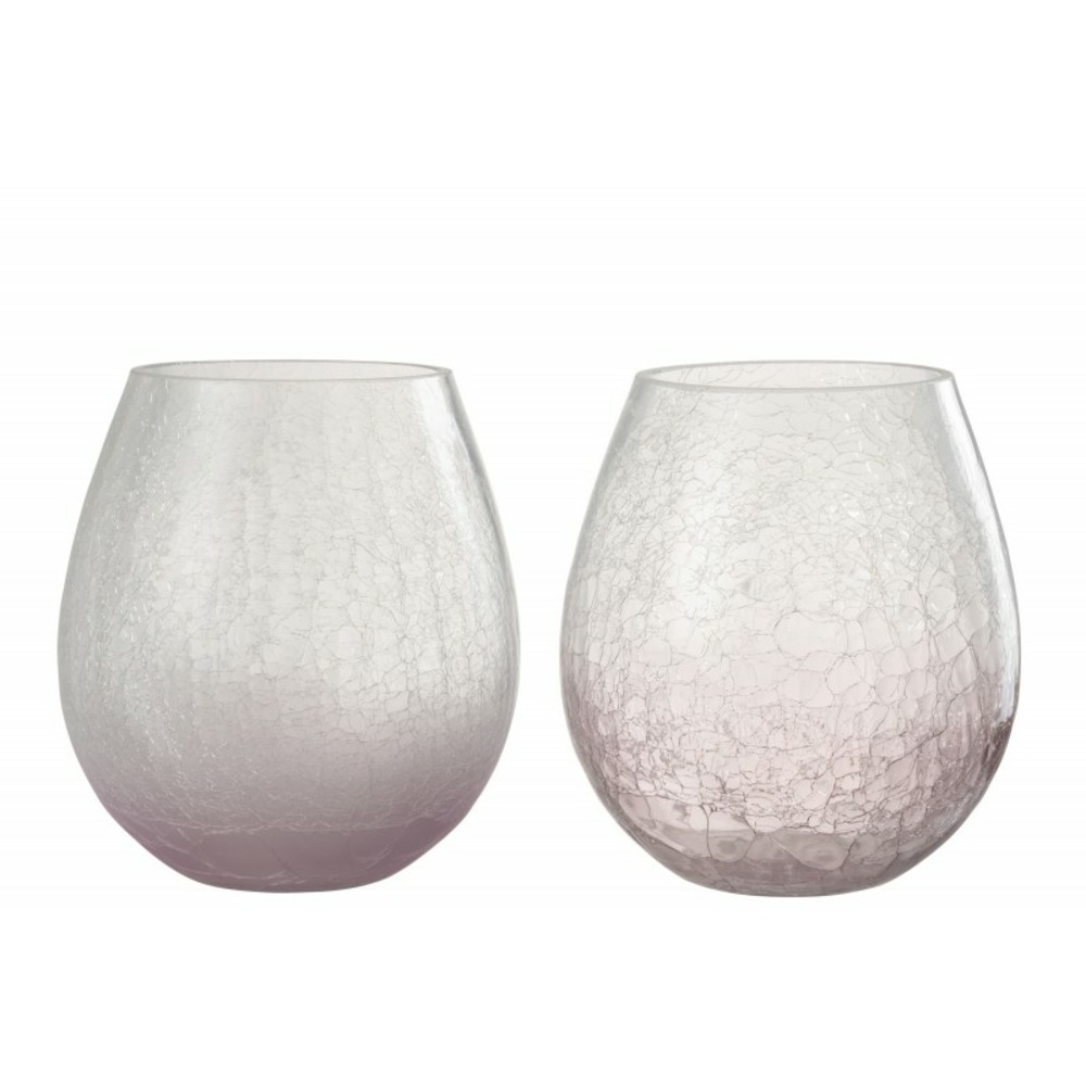 Set de 2 photophores en verre mauve 18.5x18.5x20.5 cm | Truffaut