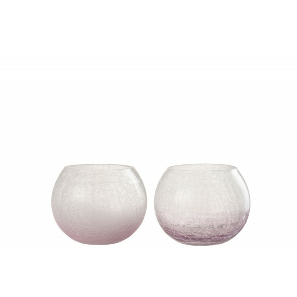 Set de 2 photophores en verre mauve 16x16x12 cm | Truffaut