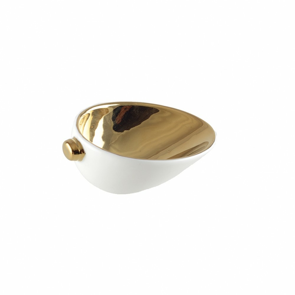 Coupelle blanche et doree 10x7.5x4.60cm | Truffaut