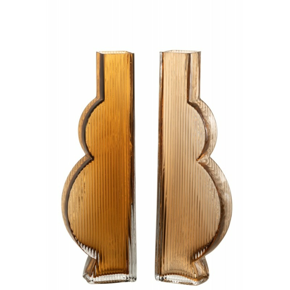 Set de 2 vases en verre marron 10x5x35 cm | Truffaut