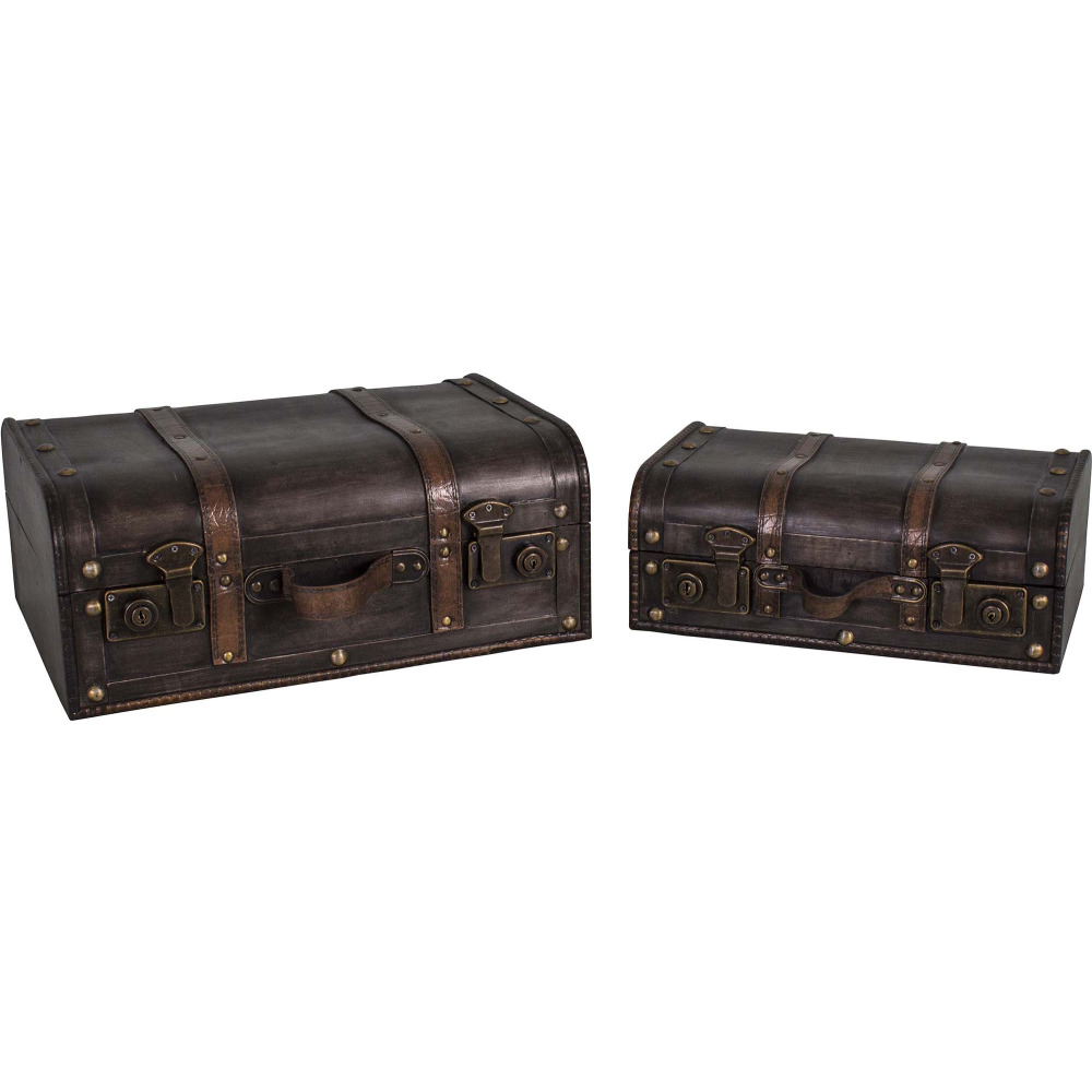 Set 2 valises décoratives bois foncé paul | Truffaut