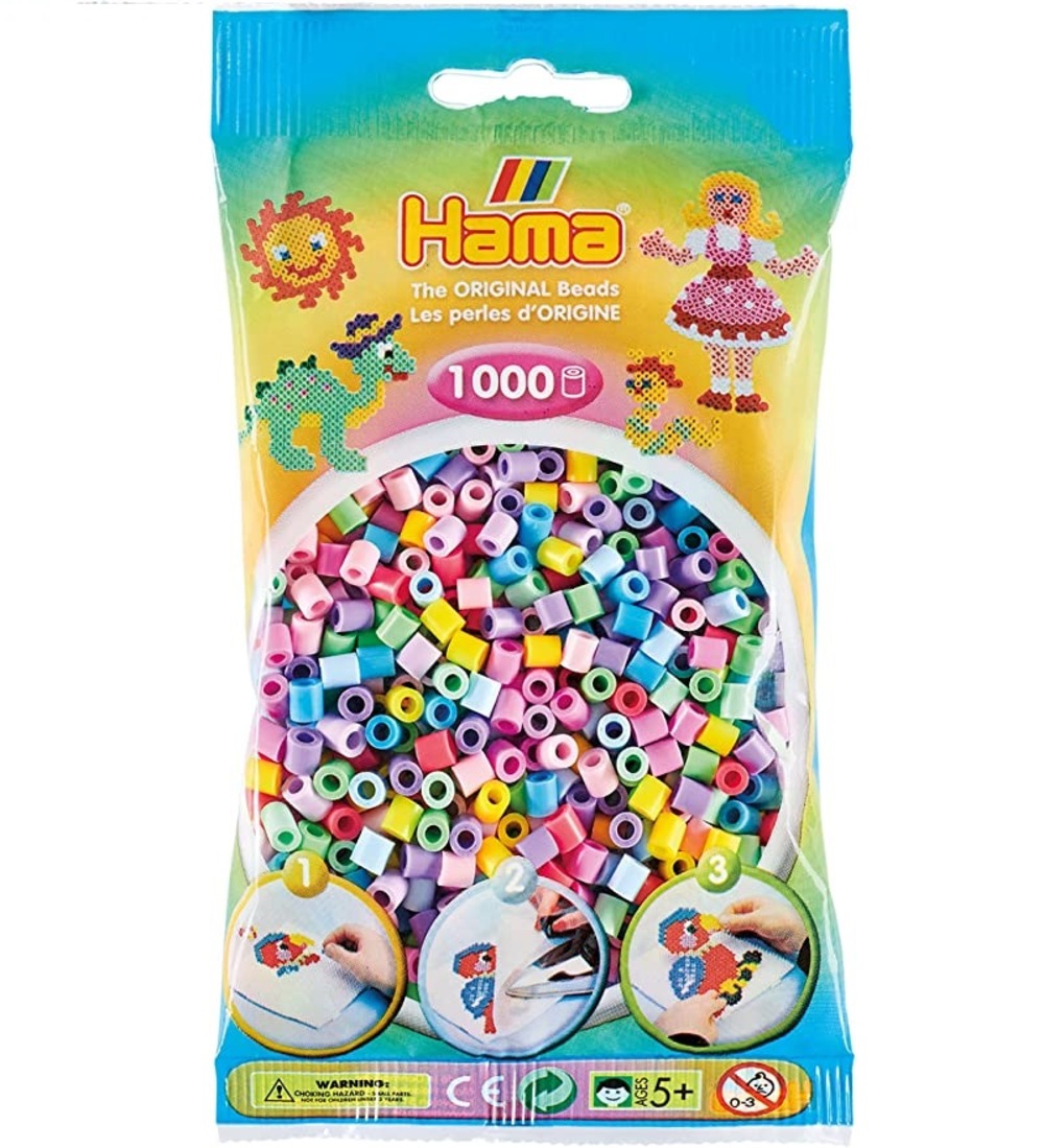 Sachet 1000 perles plastique midi pastel mix | Truffaut