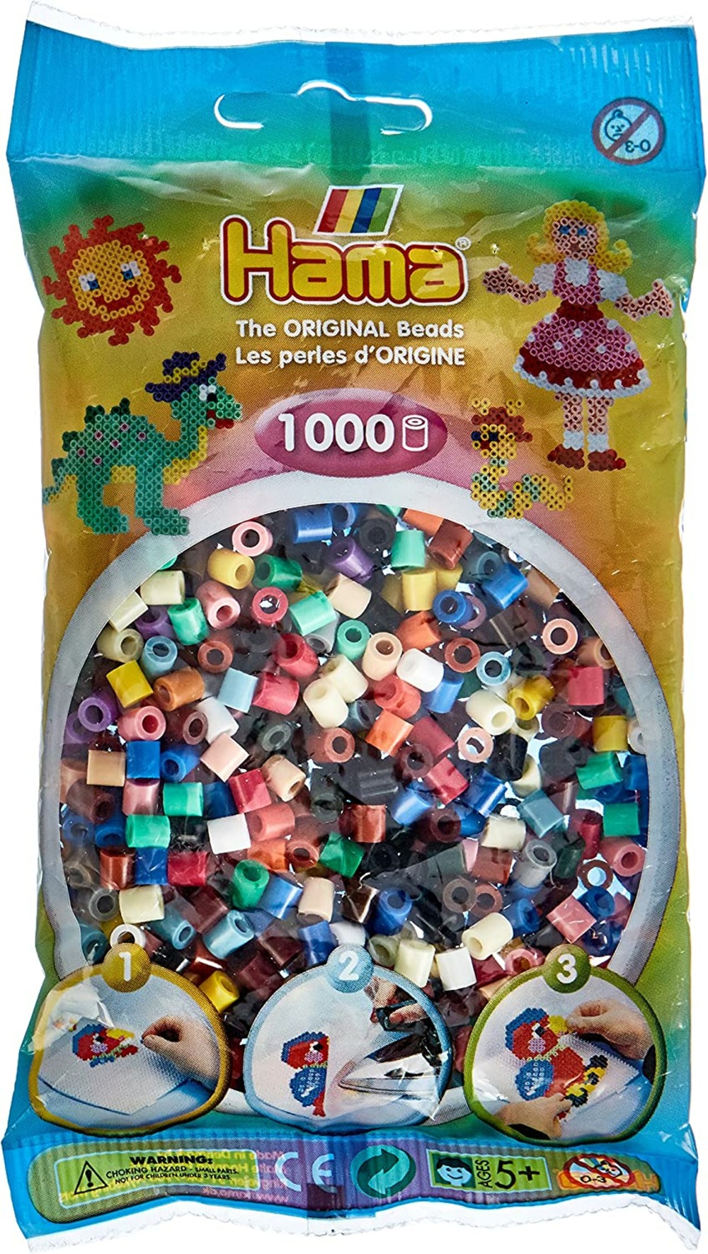 Sachet 1000 perles plastique midi base mix 22 couleurs | Truffaut