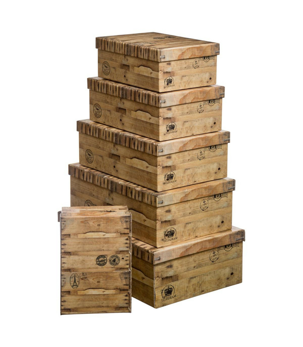 Lot de 6 boites de rangement avec coins en métal effet cagette | Truffaut