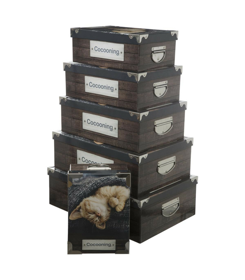 Lot de 6 boites de rangement avec coins en métal | Truffaut